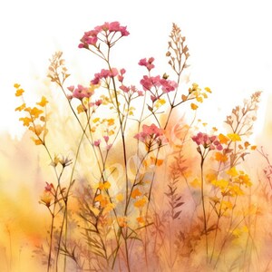 Fall Wildflowers Clipart, Watercolor Flowers Clipart, Jpgs, Instant ...