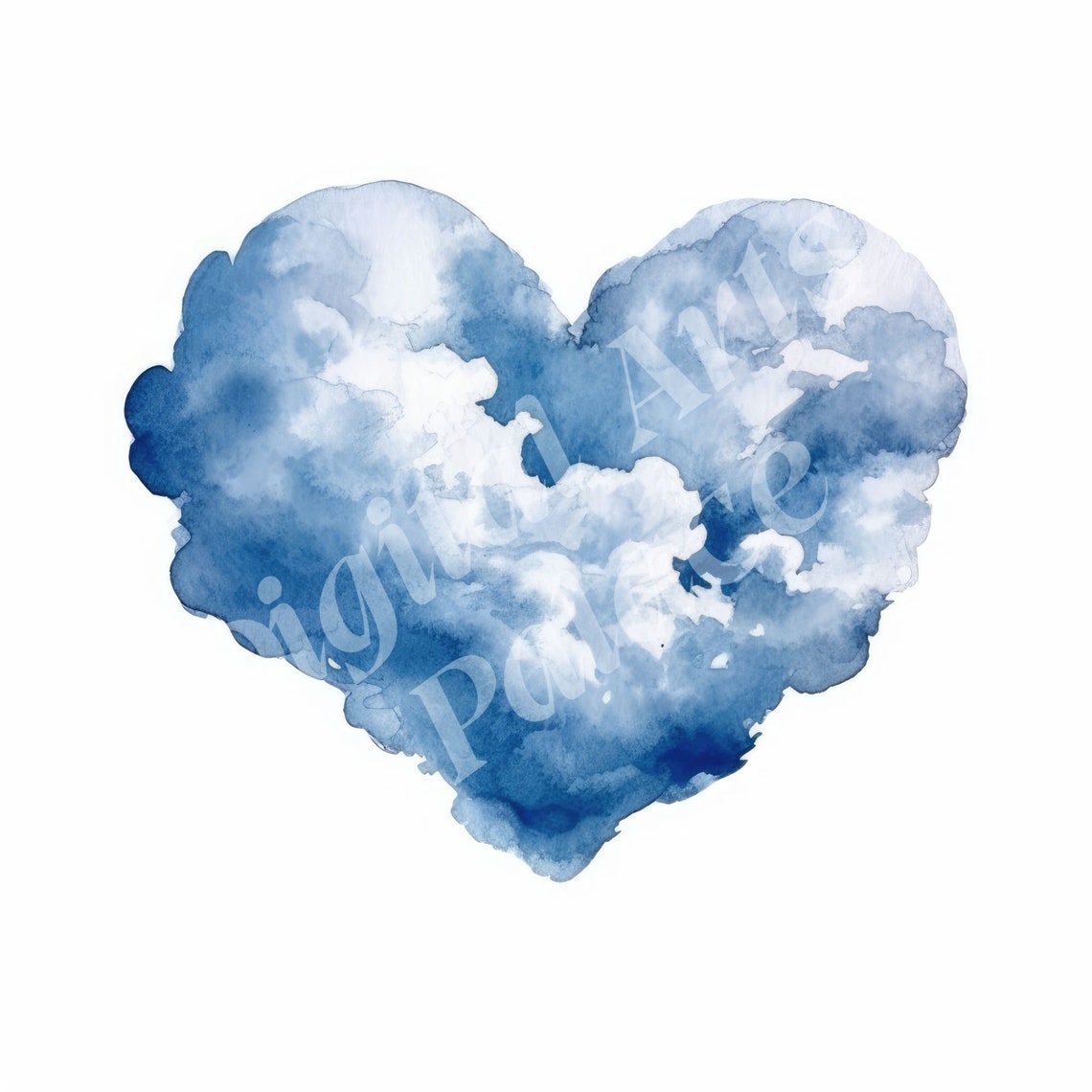 Heart Cloud Clipart, Cloud Clipart, Jpgs, Instant Digital Download ...