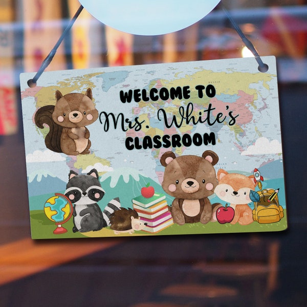World Map Classroom Door Sign - Etsy