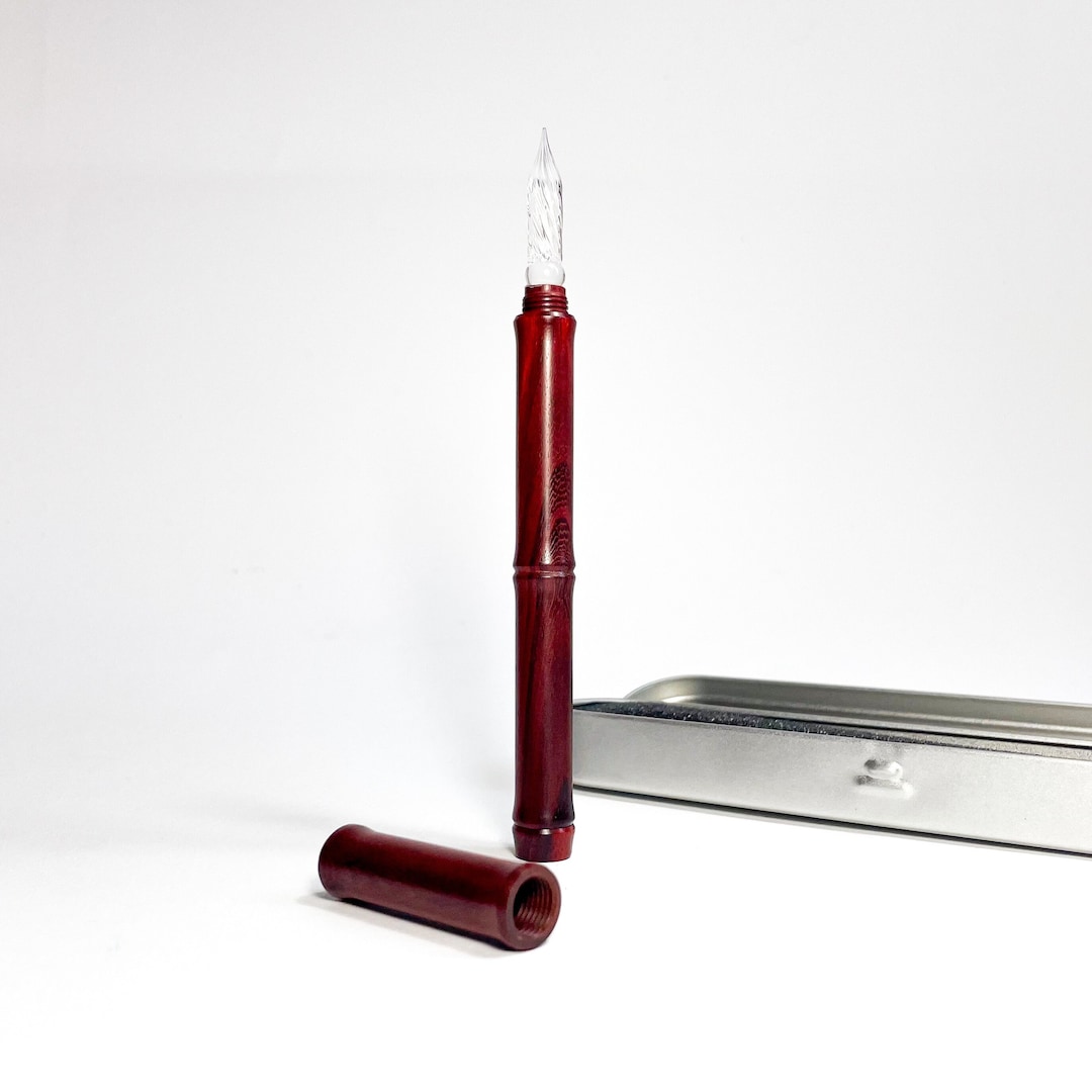 Glass Pen Red wooden Aesthetic Extra Fine Handmade Glass Dip Pen in Red ...