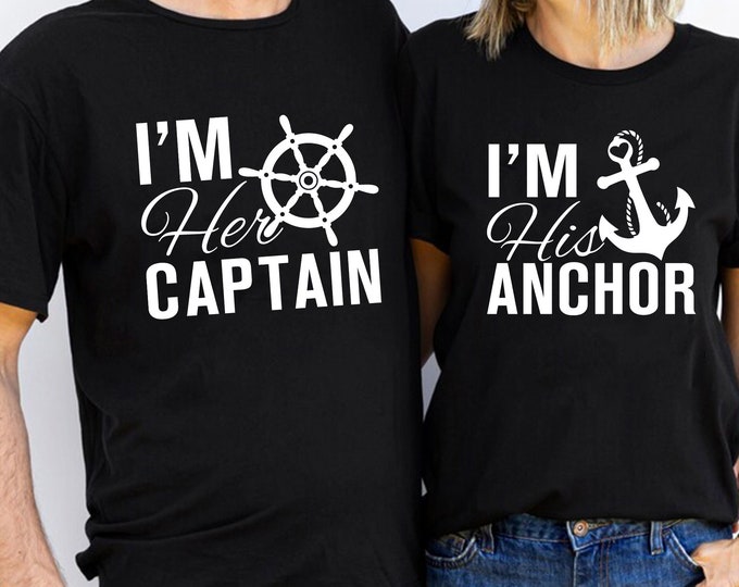 Couples Valentines Day, Matching Sailing Shirts, I'm Her Captain, I'm His Anchor, Funny Couples ...