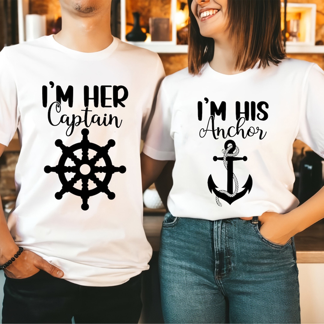 I’m Her Captain His Anchor Shirt, Husband and Wife Couple Matching Valentine T-shirt, Couples ...