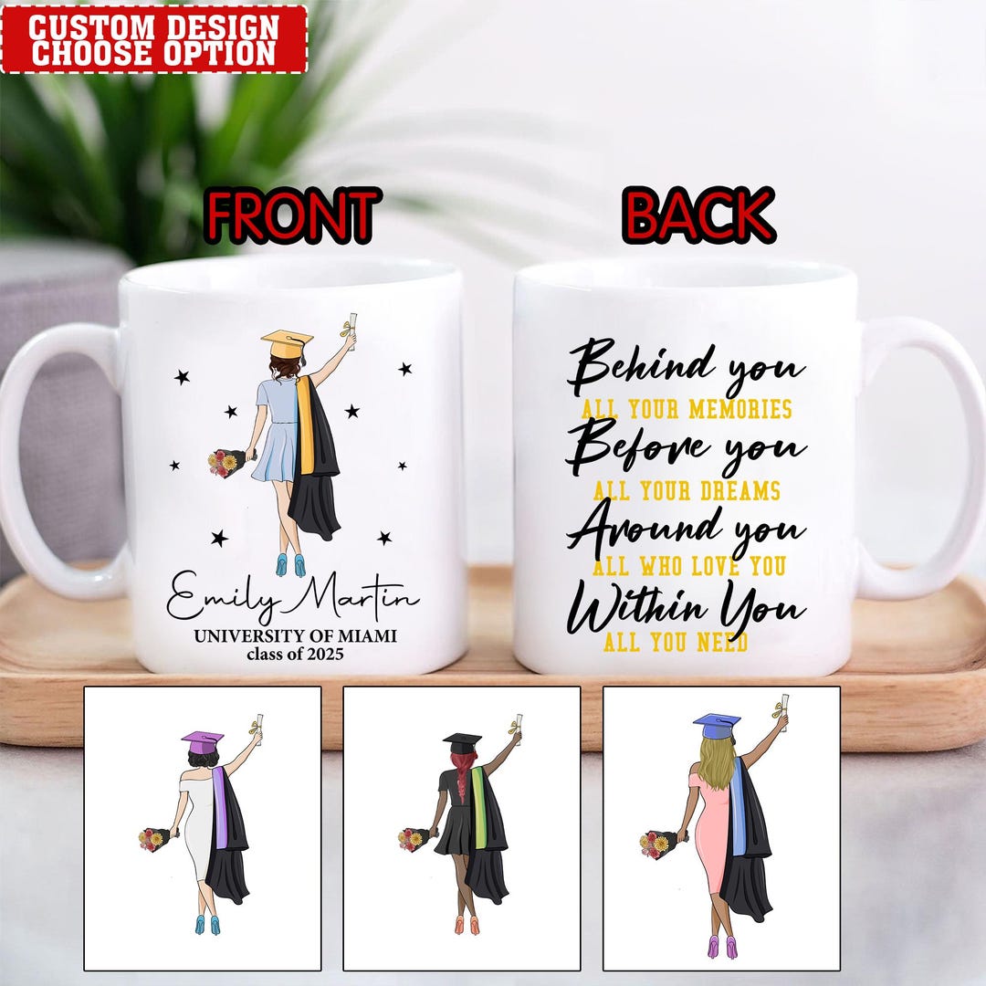 Personalised Graduation Mug for Her, Custom Girl Graduation Mug ...