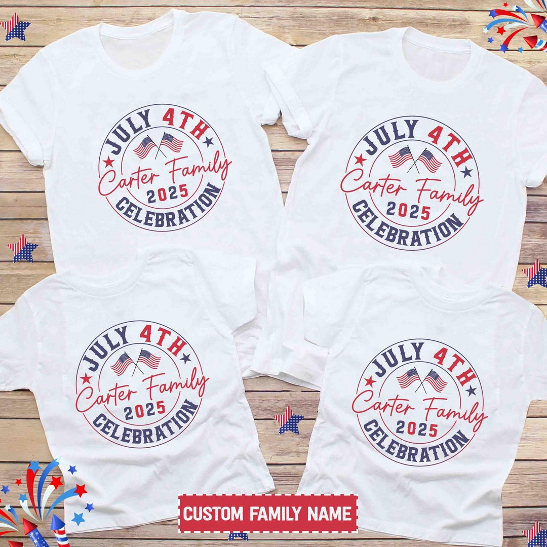 Personalized Fourth of July Celebration Tee, Custom Family Last Name ...