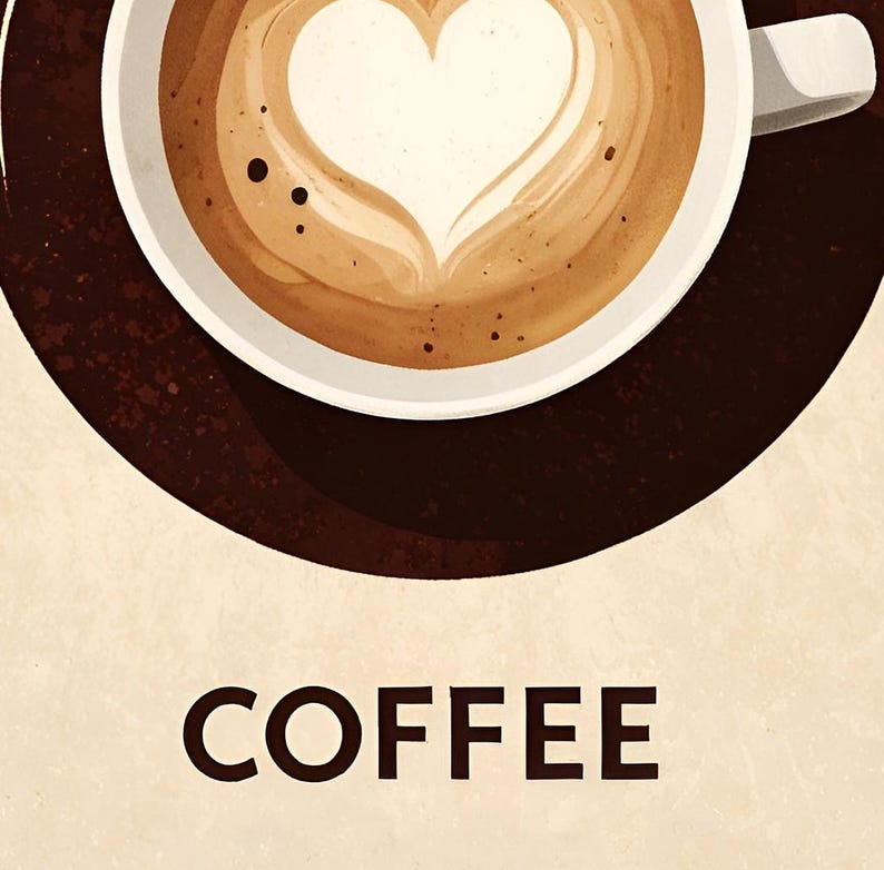 Coffee Art Poster, Easy Download, Instant Download, Printable Present ...