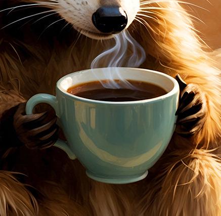 Coffee Art Poster, Animals Drinking Coffee, Easy Download, Instant Download, Printable Present ...