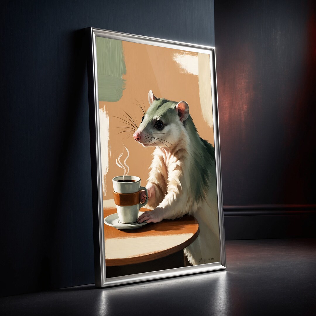 Coffee Art Poster, Animals Drinking Coffee, Easy Download, Instant ...