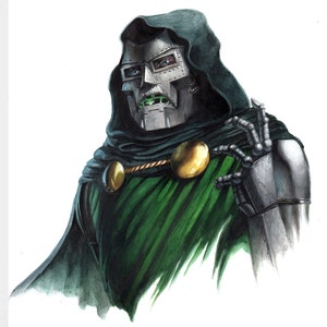 Dr Doom ORIGINAL FINE ART Gods and Monsters Series 2 Gouache on Bristol ...