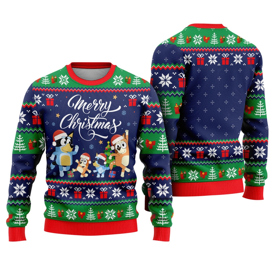 Bluey Ugly Christmas Sweater Bluey Merry Christmas - Etsy