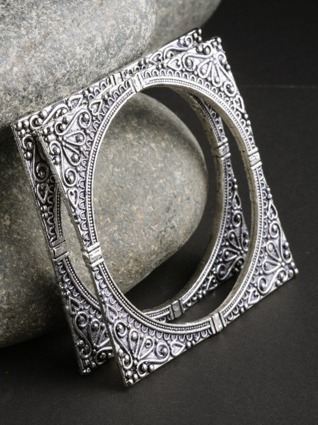 New Collection, Silver Toned Square Shape Bangle, Jaipur Handcrafted ...