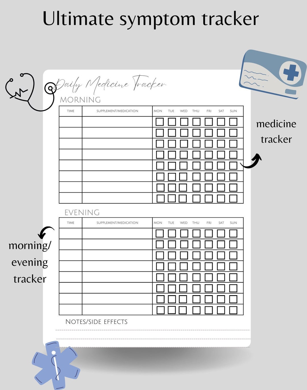 Chronic Pain, Medical Log, Symptom Tracker With Graphical ...