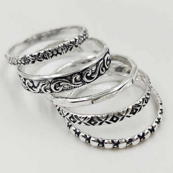 Silver Ring Stack - Etsy