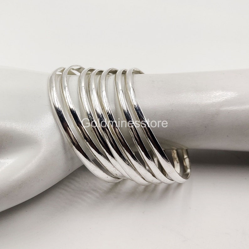 Solid 925 Sterling Silver Bangles Dainty Bangles Stacking Etsy