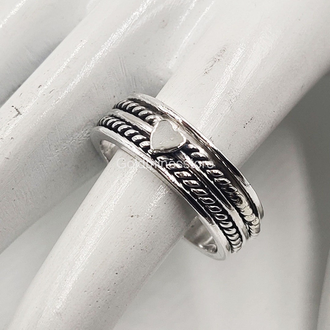 Heart Spinner Ring, Unique Spinner Ring, Wide Wedding Ring, Statement ...