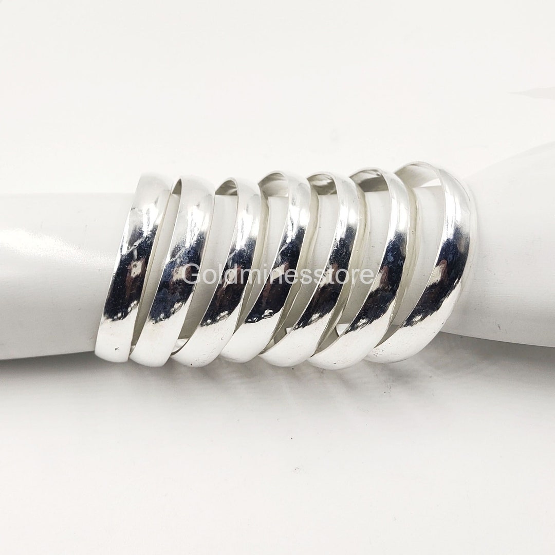 Solid 925 Sterling Bangles, Silver Bracelets,set of 7 Bangles,stacking ...