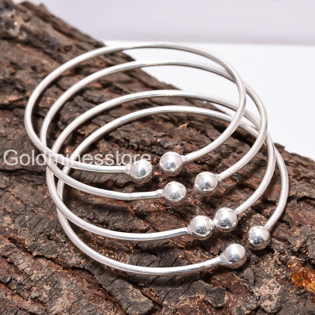 Set of 4 Bangles, Sterling Silver Bangles, Thick West Indian Bangles ...