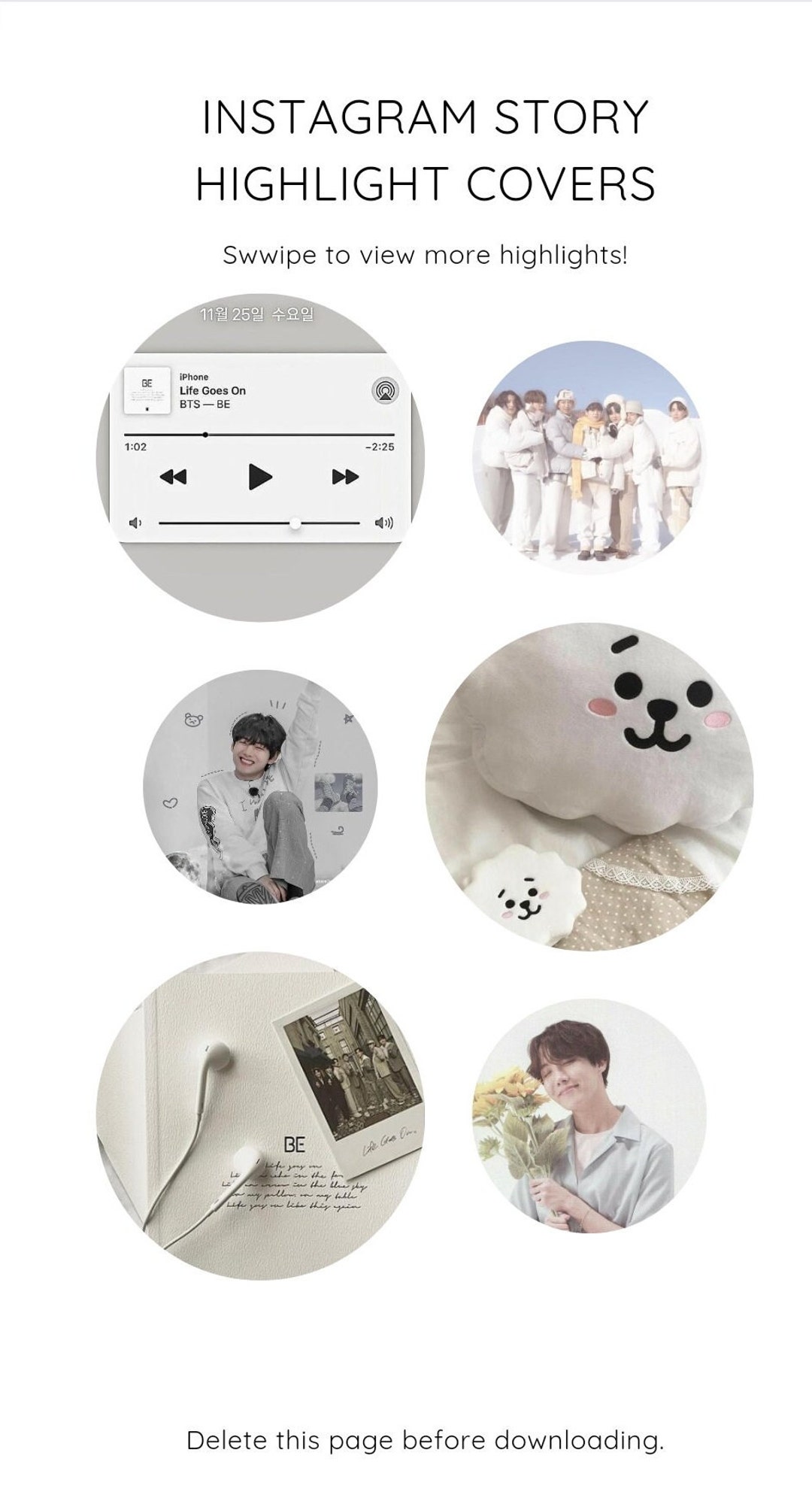 Instagram Highlight Covers || BTS White Aesthetic - Etsy