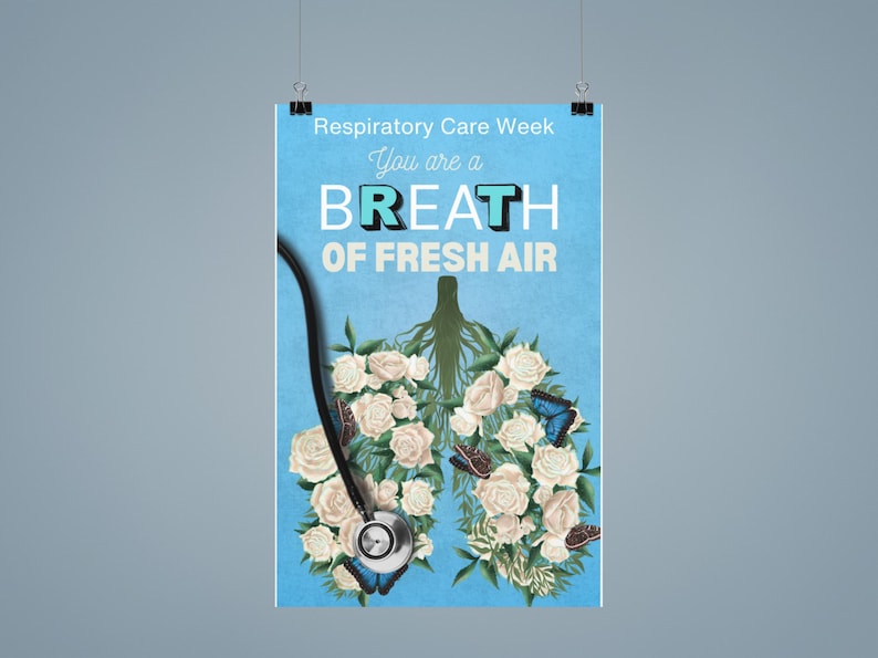 Respiratory Care Week Poster | Floral Lungs RT Gift (digital Download ...