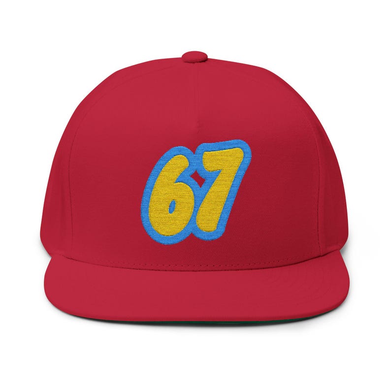 67 Embroidered Flat Bill Cap: Viral Meme Baseball Cap - Etsy