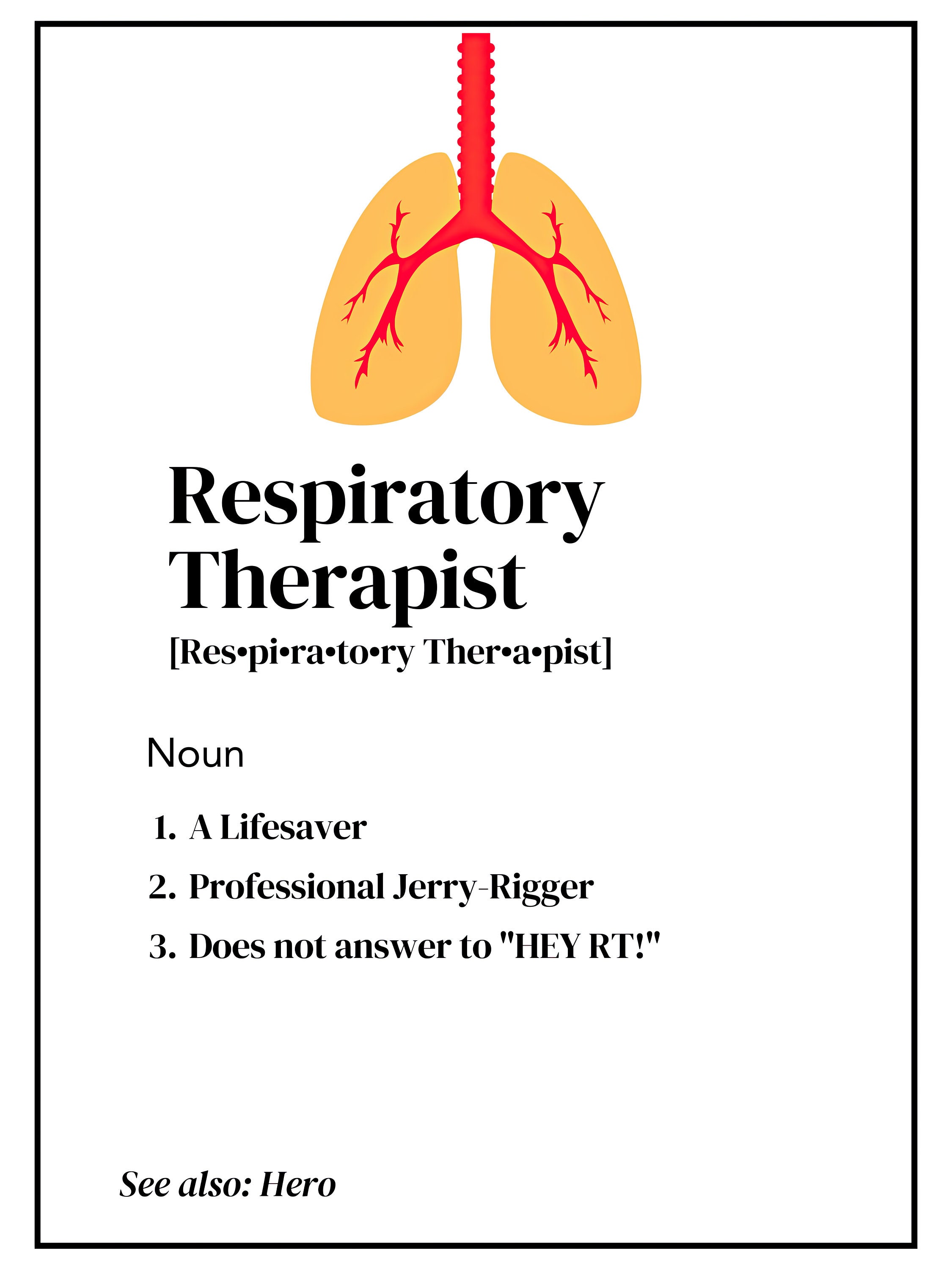Respiratory Therapist Art RT Definition Printable Wall Art Respiratory ...