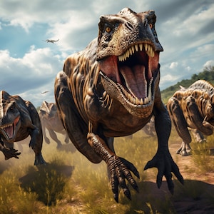 Realistic Dinosaur Stampede Printable Wall Art | Prehistoric Age ...