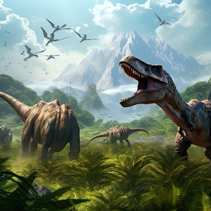Realistic Dinosaur Art Print: Prehistoric Jurassic Scene (digital ...
