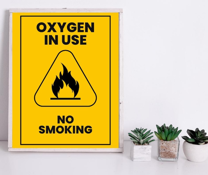 Oxygen in Use Sign | No Smoking Safety Sign | Printable PDF & PNG ...