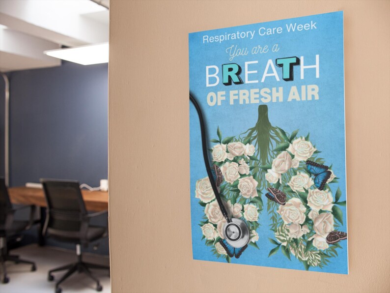 Respiratory Care Week Poster | Floral Lungs RT Gift (digital Download ...