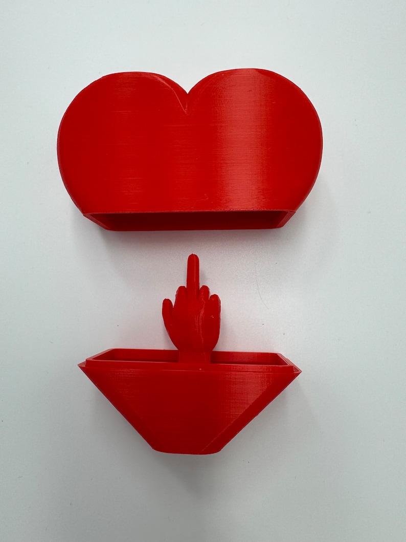 Heart With Middle Finger Gag Gift Prank Surprise 3d Printed Perfect for ...