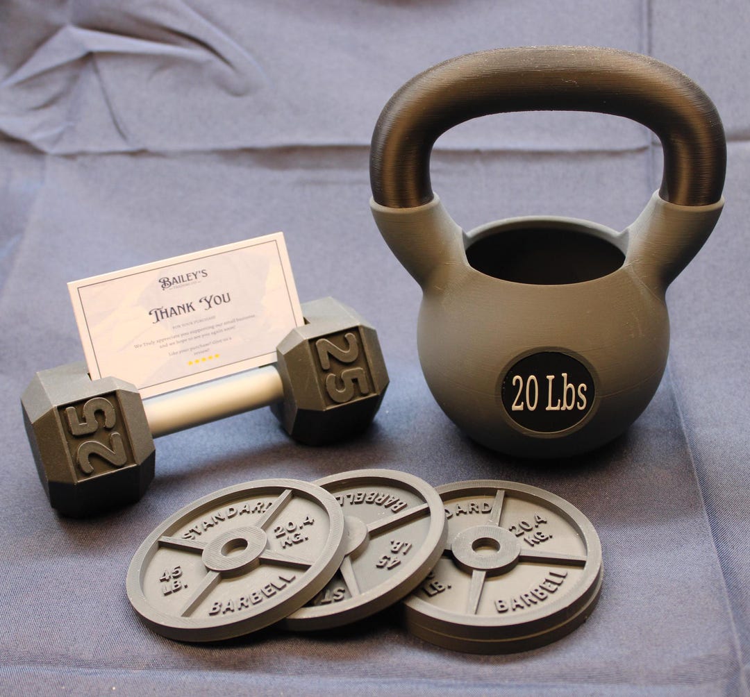 Gym-themed Desk Accessory Set – Dumbbell Card Holder, Kettlebell Pen ...