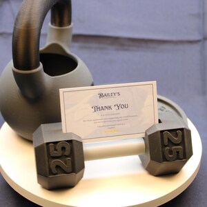 Gym-themed Desk Accessory Set – Dumbbell Card Holder, Kettlebell Pen ...