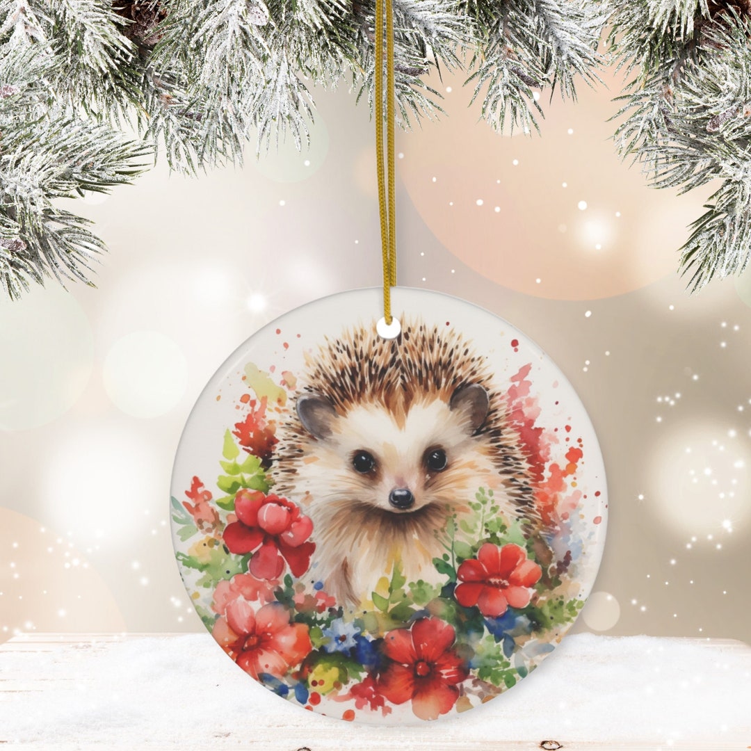 Cute Hedgehog Christmas Ornament Ceramic Ornament Funny Hedgehog Gift ...
