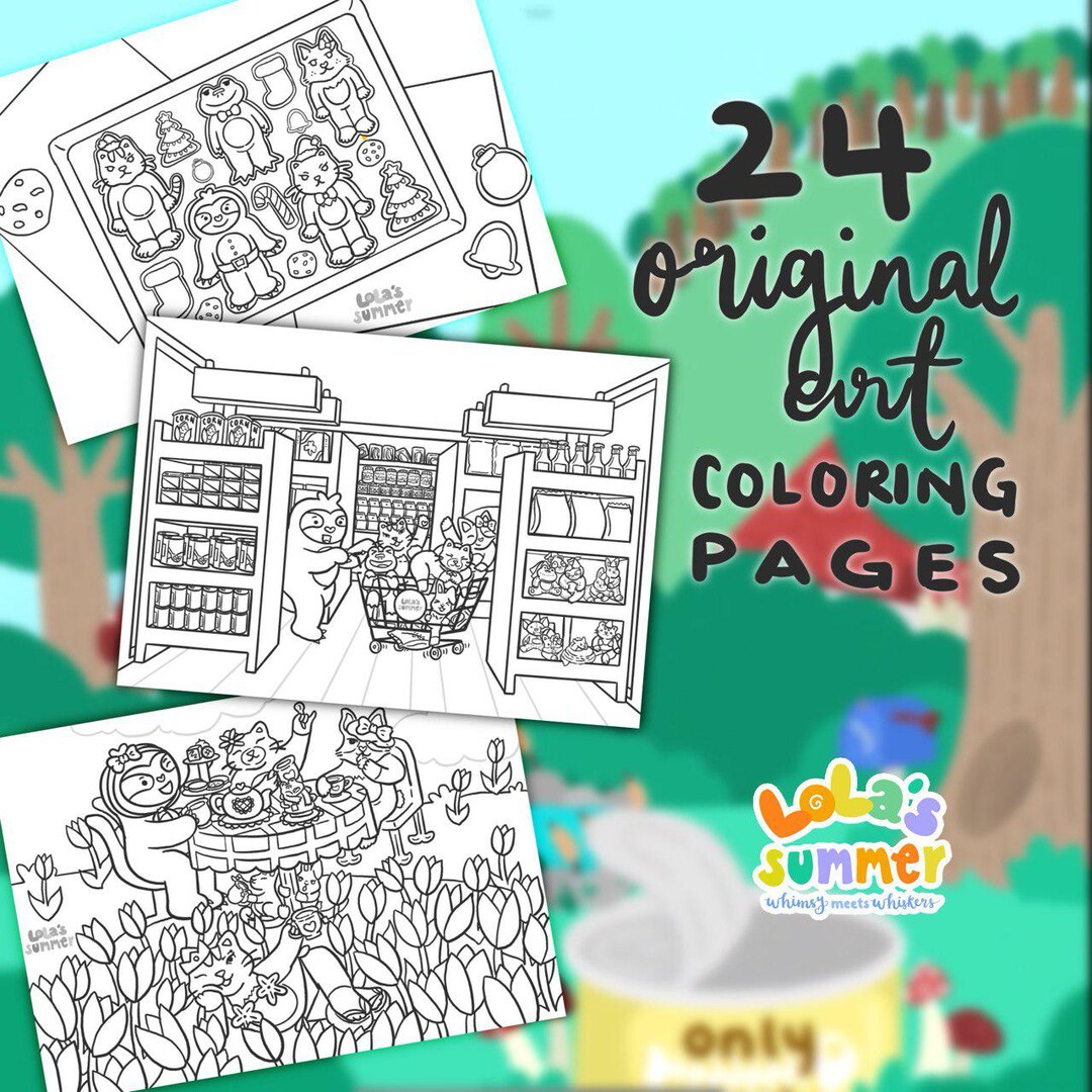 Whimsical Animal Coloring Pages | Cozy Fantasy Digital Coloring Bundle ...