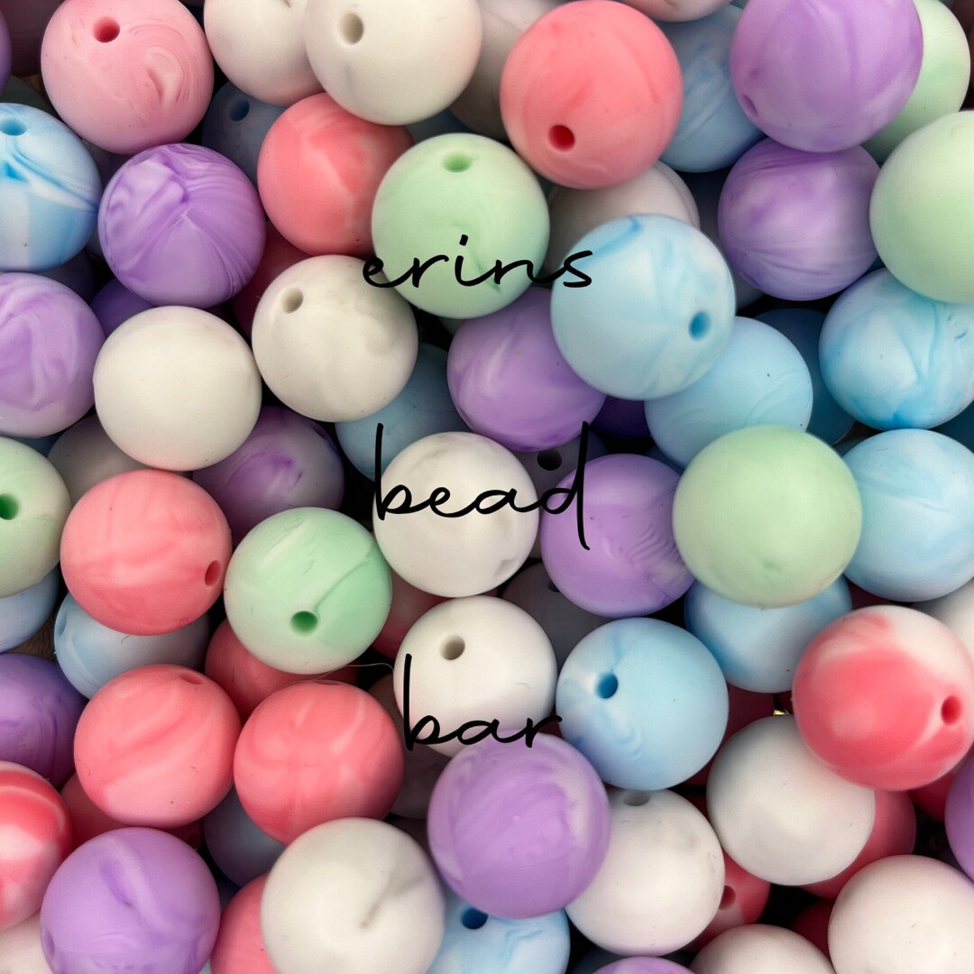 15mm Pastel Marble Mix Silicone Round Bead, Marble Silicone Bead ...