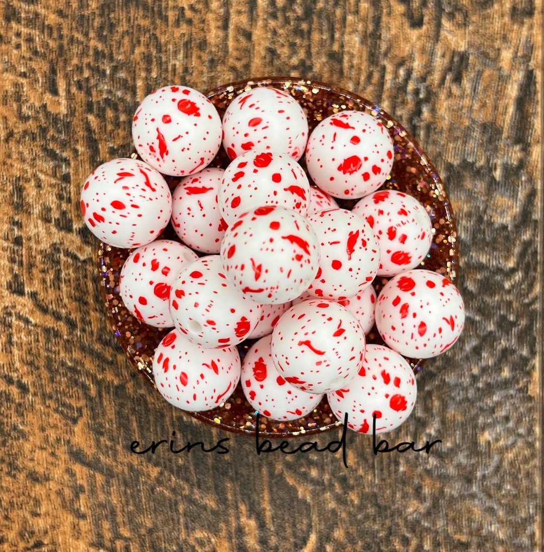 15mm Blood Splatter Silicone Round Bead Red Splatter Silicone - Etsy