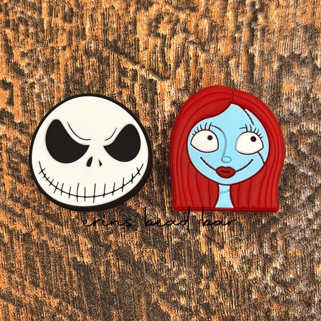 Jack and Sally Head Silicone Focal, Halloween Focal Bead, NBC Focal ...