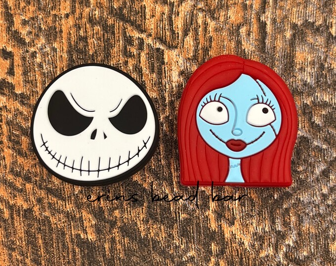 Jack and Sally Head Silicone Focal Halloween Focal Bead NBC - Etsy