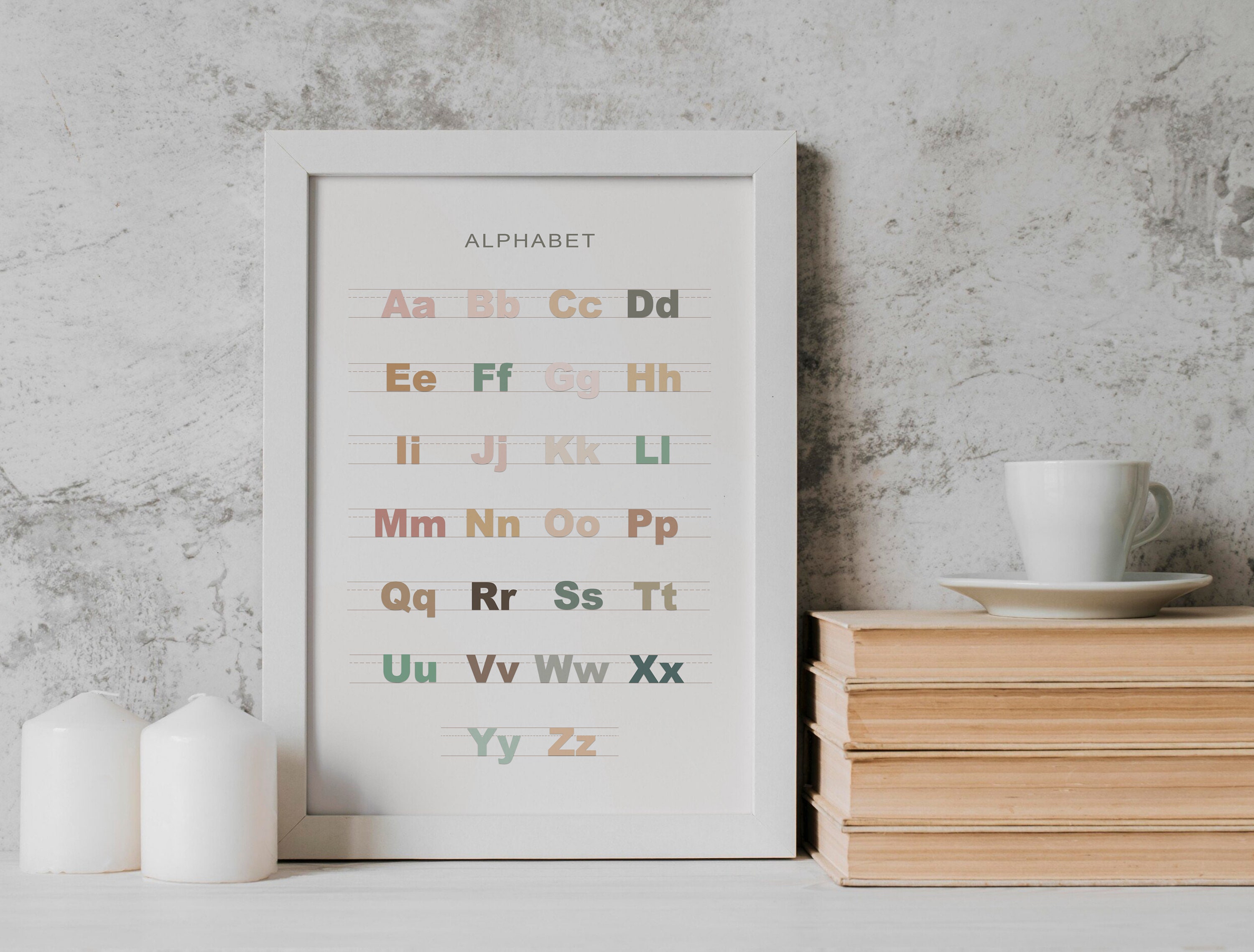 Aesthetic Alphabet Poster, Handwriting Chart Print, Educational ...