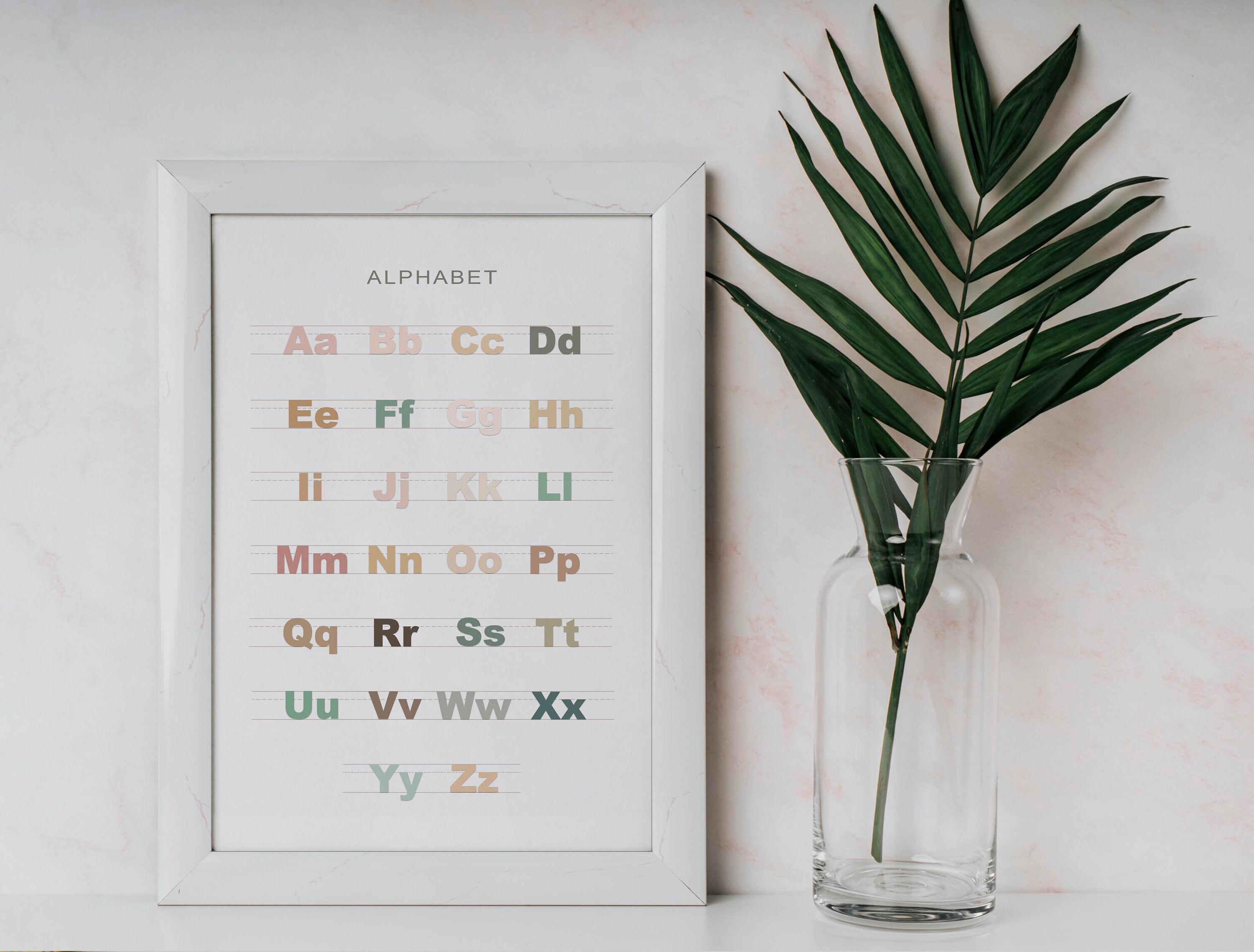 Aesthetic Alphabet Poster, Handwriting Chart Print, Educational ...
