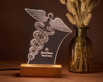 Personalized Caduceus Night Light, Caduceus Gift for Doctors, Doctor ...