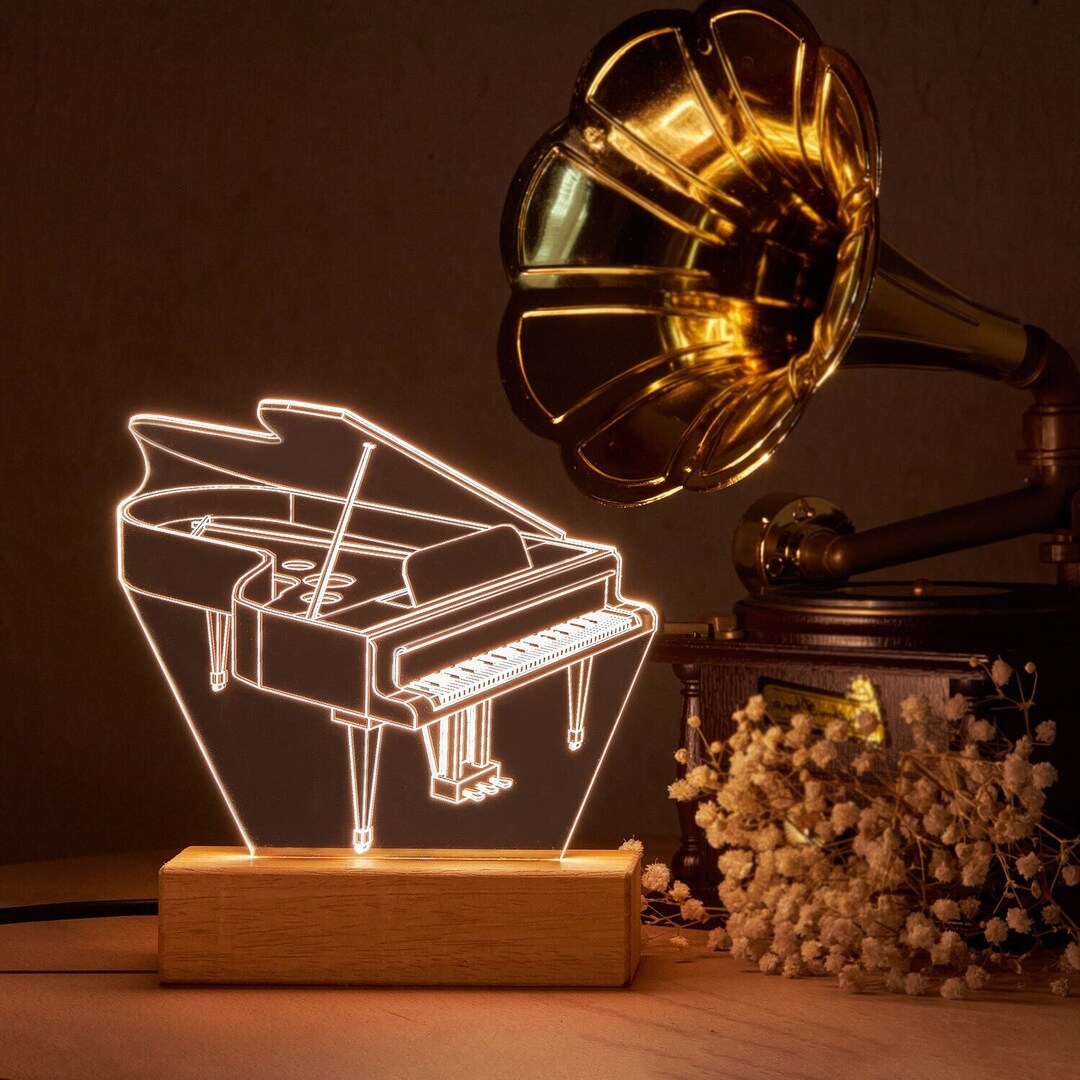 Piano Lover's Led Light Gift for Musicians. Piano, Drums, Headphones ...