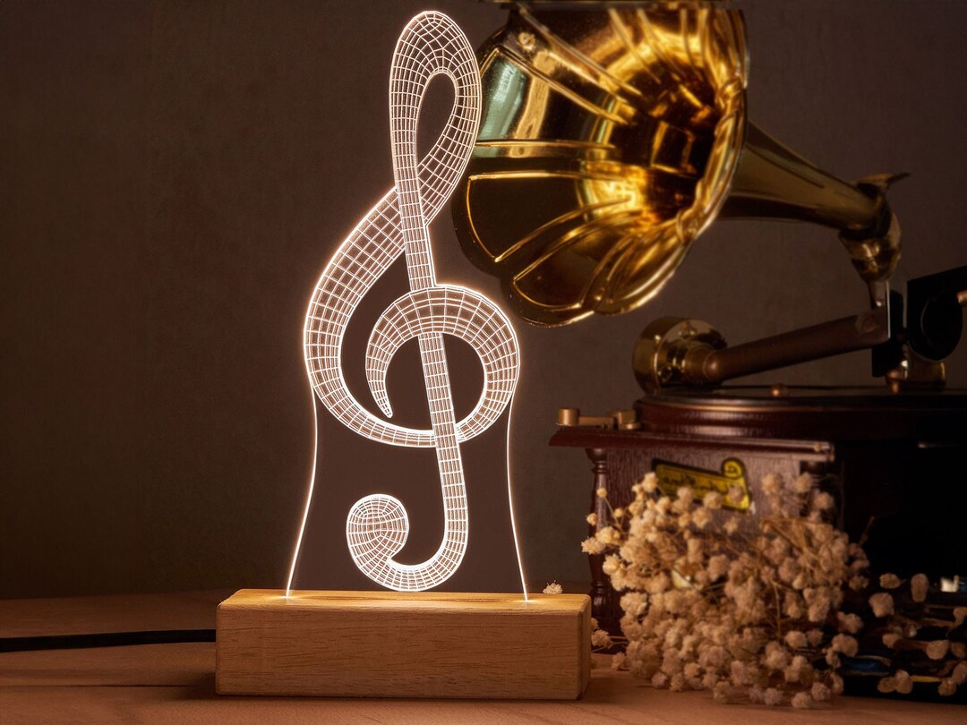 Treble Clef Shaped 3D Led Light Gift for Musicians. Piano, Drums ...