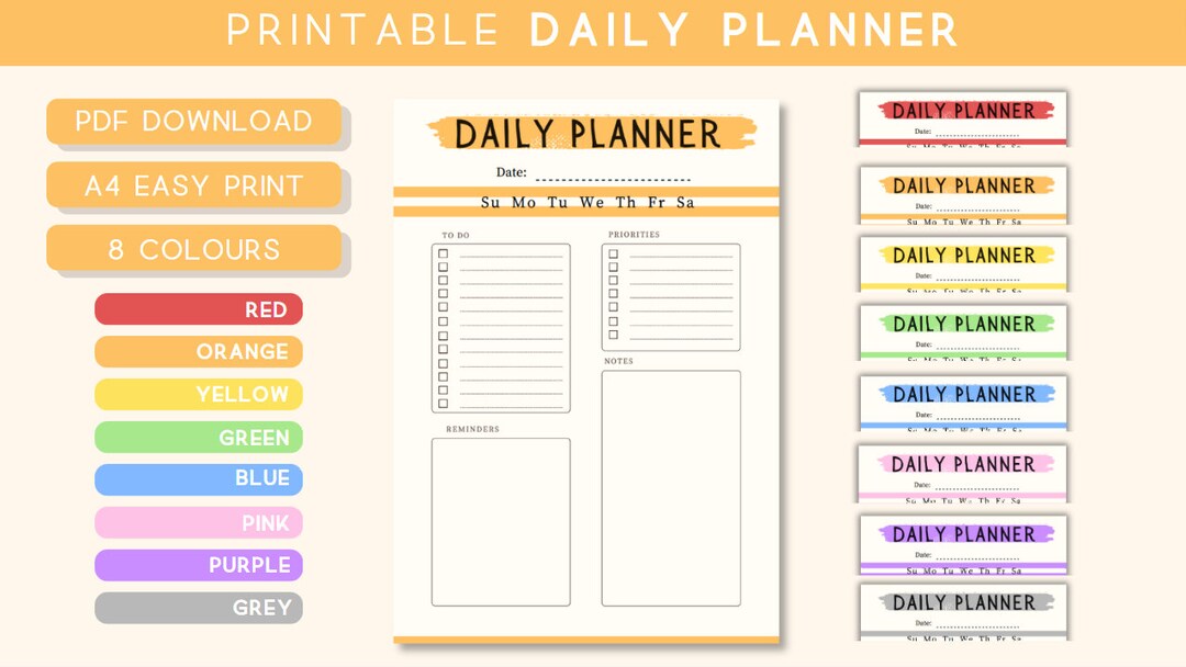 Printable Daily Planner, Organizer List, Digital Planner | Daily ...
