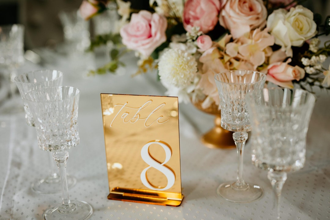 Elegant Wedding Table Numbers-gold Mirror Acrylic Table Numbers-modern ...