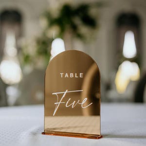 Gold Mirror Table Numbers-acrylic Table Numbers-arched Table Numbers ...