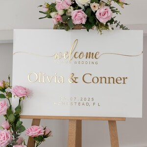 White Wedding Sign With 3D Gold-white Acrylic Wedding Sign-white ...