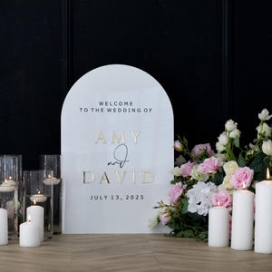 White Wedding Sign-arch Acrylic Wedding Sign With 3D Acrylic Name ...