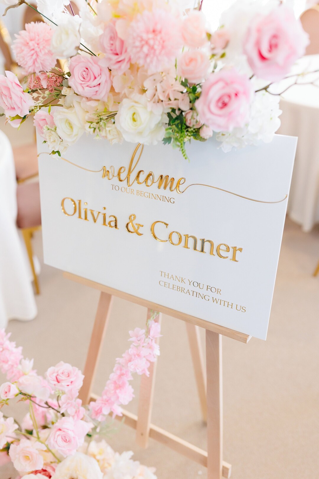 White Wedding Sign With 3D Gold Wedding Decoration-wedding Welcome Sign ...