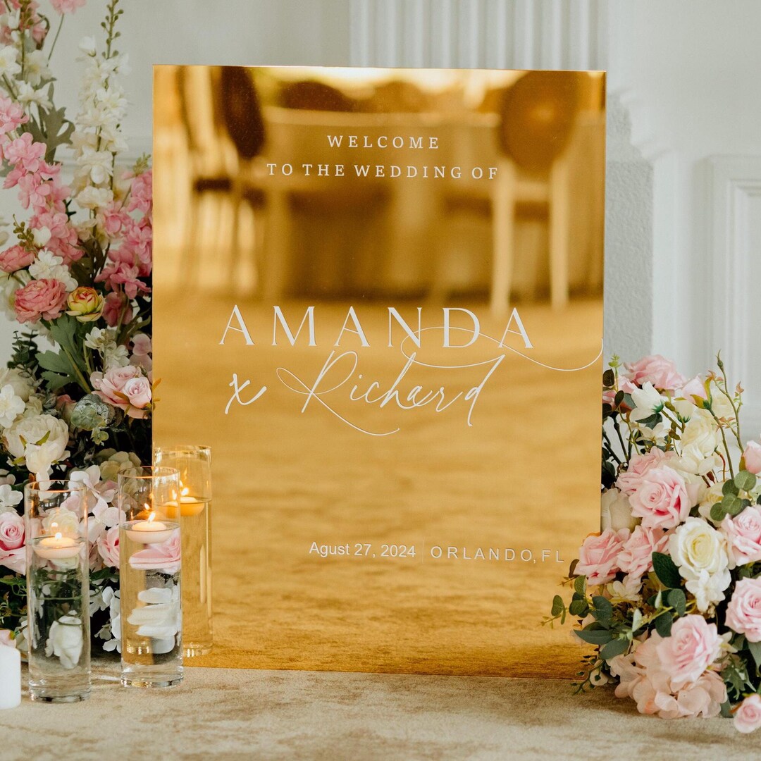 Gold Mirror Wedding Welcome Sign-welcome to Our Wedding Sign-mirror ...