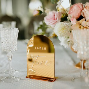 Gold Mirror Table Numbers-acrylic Table Numbers-arched Table Numbers ...